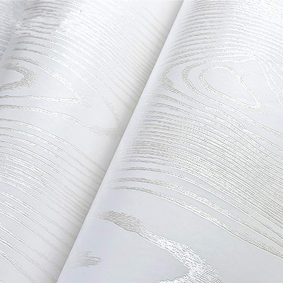 Moyishi Self Adhesive White Wood Grain Furniture Stickers PVC Wallpaper cabinets Gloss Film Vinyl Counter Top Decal 15.7''x79''