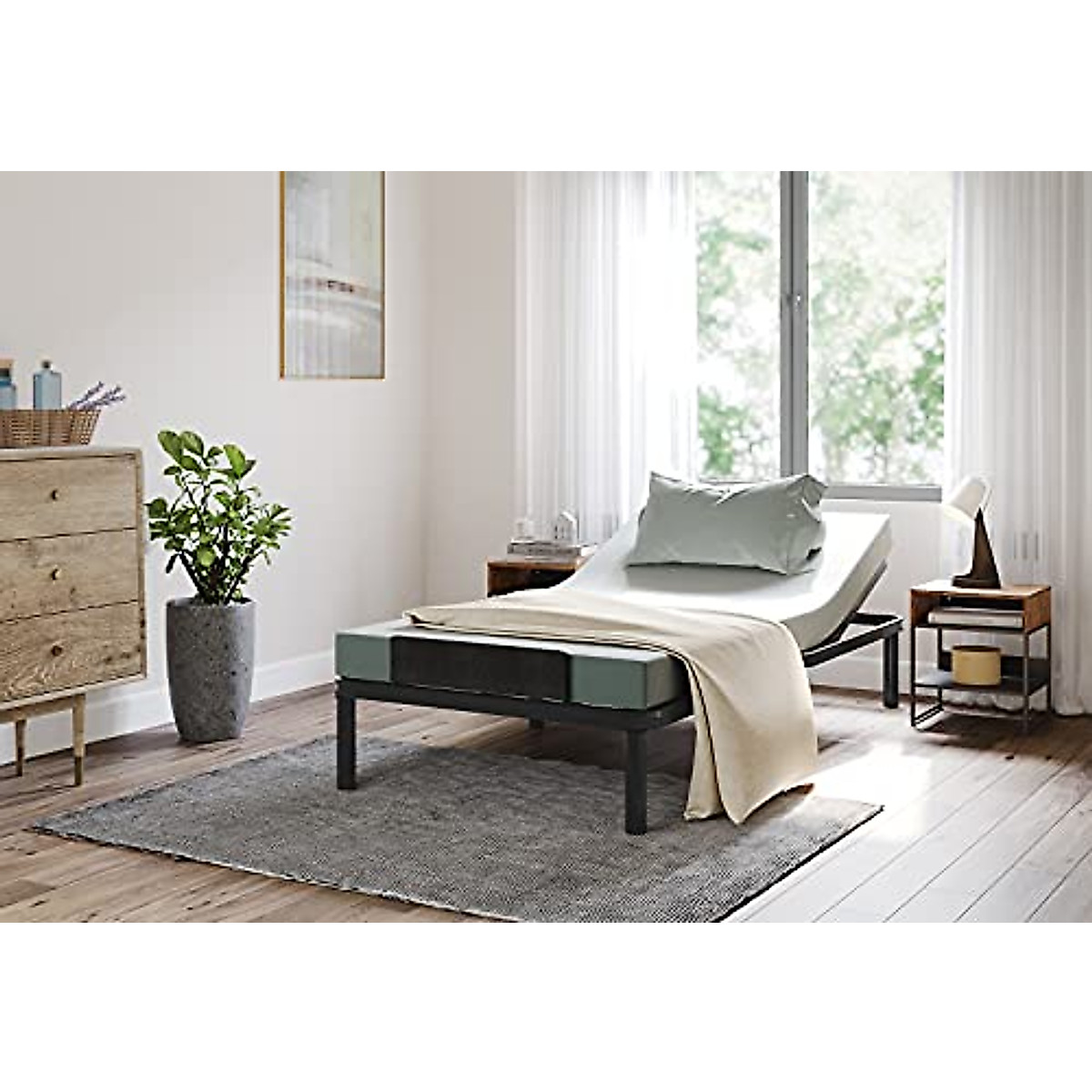 BANTI Adjustable Bed Base Frame, Motorized Head and Foot Incline,Under Bed LED RGB Light, Wireless Remote Control, Dual USB Ports and Customized Positions, Twin XL, Ergonomic, Black