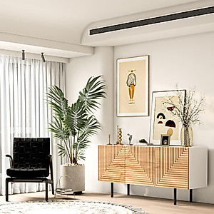 roomfitters Mid Century Modern TV Stand for TVs up to 65", Boho Sideboard Buffet Cabinet Credenza, Media Console Entertainment Center for Living Room, Poplar Wood Print Carved and Geometric Design