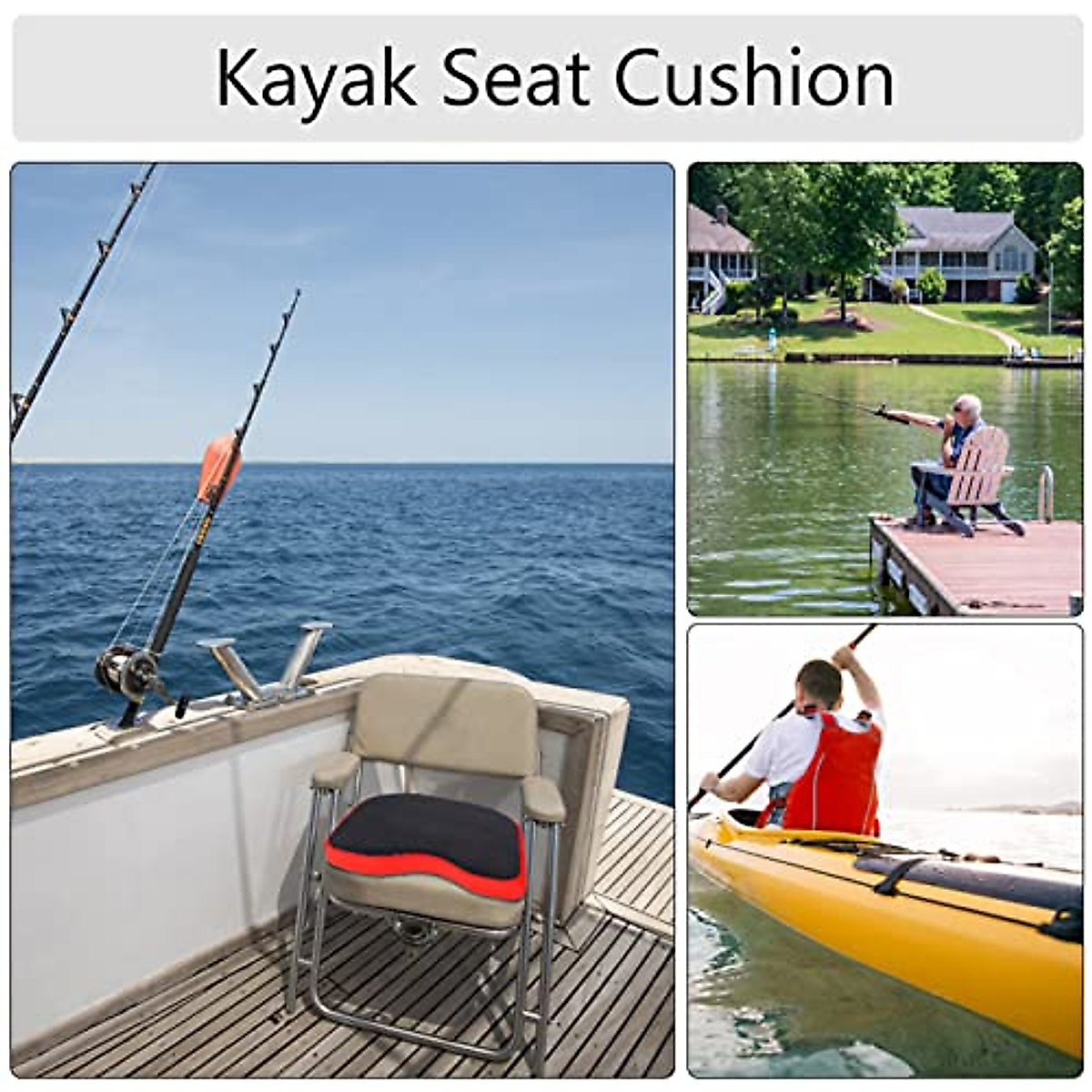 Thicken Kayak Canoe Fishing Boat Sit Seat Cushion Pad Accessory (Flame) Boating (Black)