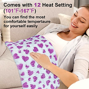 ZXU Heating Pad for Back Pain Relief, Ultra Soft Sherpa Heating Pad for Cramps Relief with 12 Heat Setting and Auto Shut Off Function, Moist Heat Option, Machine Washable Cute Heating Pad