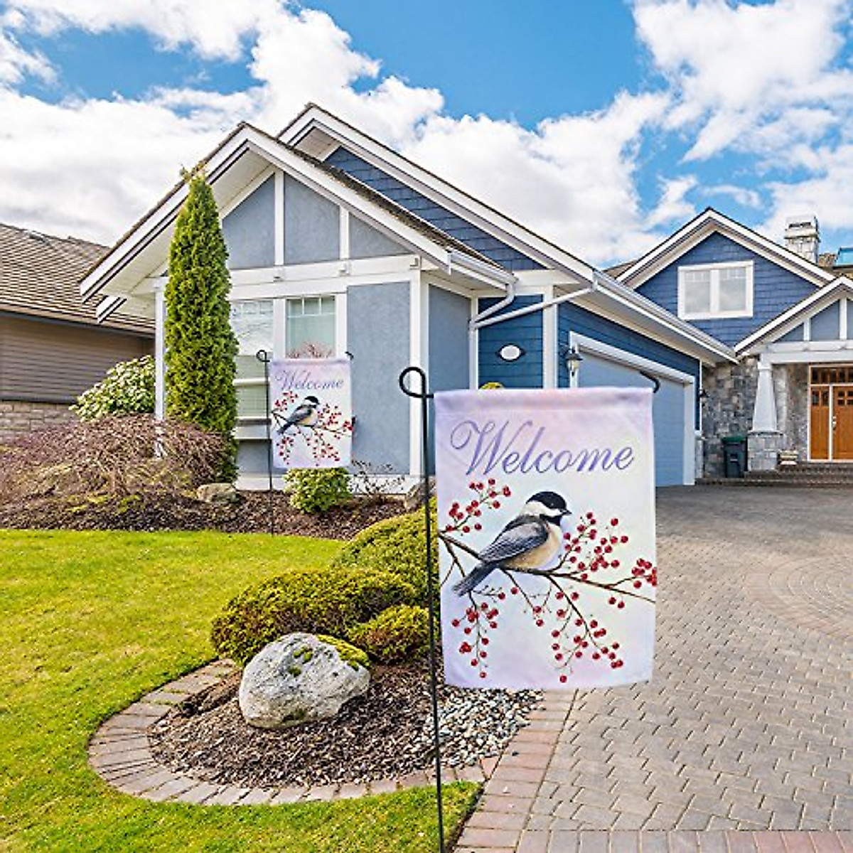 LAYOER Home Garden Flag 13 x 18 Inch House Double Sided Welcome 12 x 18 Inch (Bird Welcome)