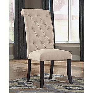 Signature Design by Ashley Tripton Classic Tufted Upholstered Armless Dining Chair, 2 Count, Beige