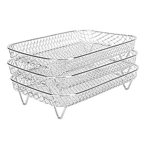 Tnfeeon 3 Layer Fryer Grilling Rack, Stainless Steel Stackable Cooling Rack for Baking Cooking Grilling