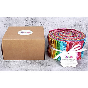 Soimoi 40Pcs Batik Print Cotton Precut Fabrics for Quilting Craft Strips 2.5x42inches Jelly Roll - Red