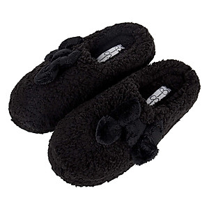 Jessica Simpson Women's Plush Marshmallow Slide on House Slipper Clog with Memory Foam, Black, X-Large