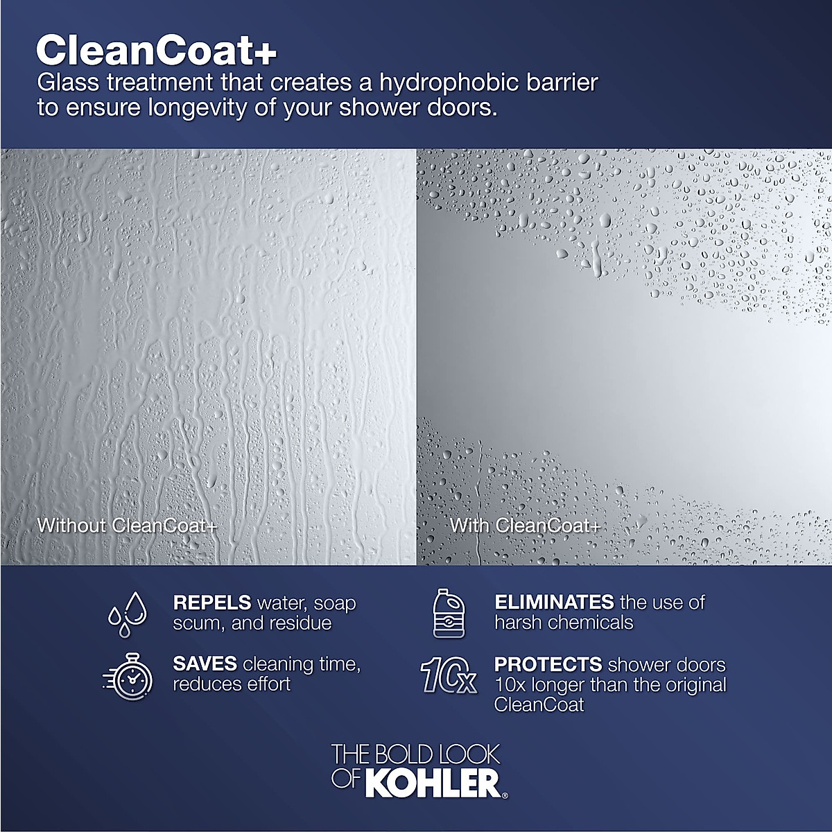 KOHLER 702419-L-BL LEVITY™ PLUS 5/16 BATH DOOR 62x59-5/8 with Vertical Ladder Handle in Matte Black