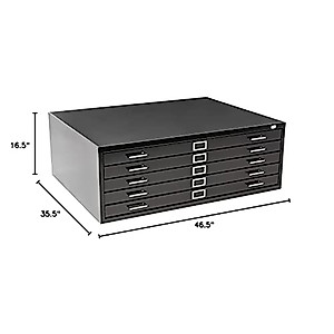 Safco Products Flat File for 42" W x 30" D Documents, 5-Drawer (Additional Options Sold Separately), Black