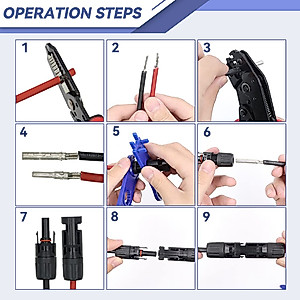 YMYP Solar Panel PV Cable Crimping Tool Kit with Stripper & 8 Pairs Connectors 1Pair Spanners, Crimper for AWG14-10 (2.5/4/6mm²) Solar Connectors