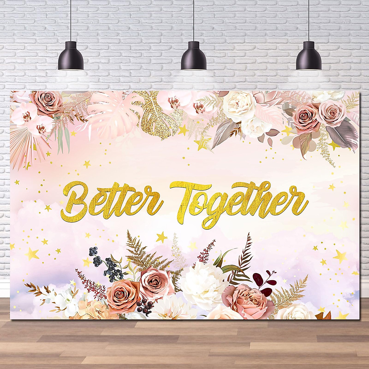 Dill-Dall Better Together Backdrop, Bridal Shower Party Decorations Banner Floral Pampas Grass She Said Yes Just Engaged Engagement Photography Background Supplies, 6x4ft