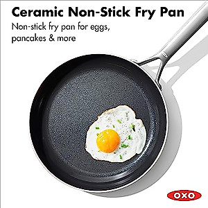OXO Mira Tri-ply Stainless Steel, 10 Piece Cookware Pots and Pans Set including Ceramic Nonstick Frying Pan, Induction, Multi Clad, Dishwasher and Metal Utensil Safe