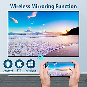 WiFi Projector Bluetooth, W2 Mini Projector Support 1080P Full HD and 250'' Display, Portable Projector with 50% Zoom Function, Home Cinema Projector Compatible with iOS, Android, TV Stick, PS4