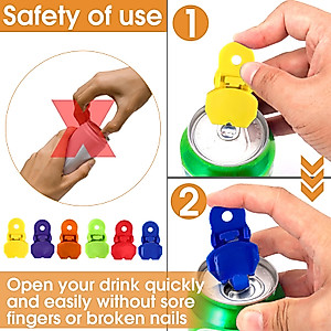 Ginfonr 6 Pieces Color Manual Easy Can Opener, Premium Plastic Shields Tab Openers, Soda Can Lids Soda Can Cover Pop Cover Beer or Soda Cans at Picnic, BBQ, Protect Cold Drinks from Bees