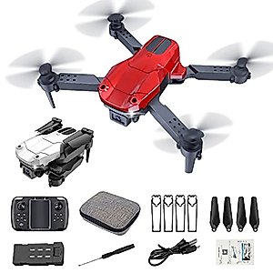 Mini Drone, Foldable Adult Drones with 1080p HD FPV Camera, 3.7V 800mAh RC Quadcopter with Altitude Hold, Headless Mode, One Button Start, Speed Adjustment (Red)
