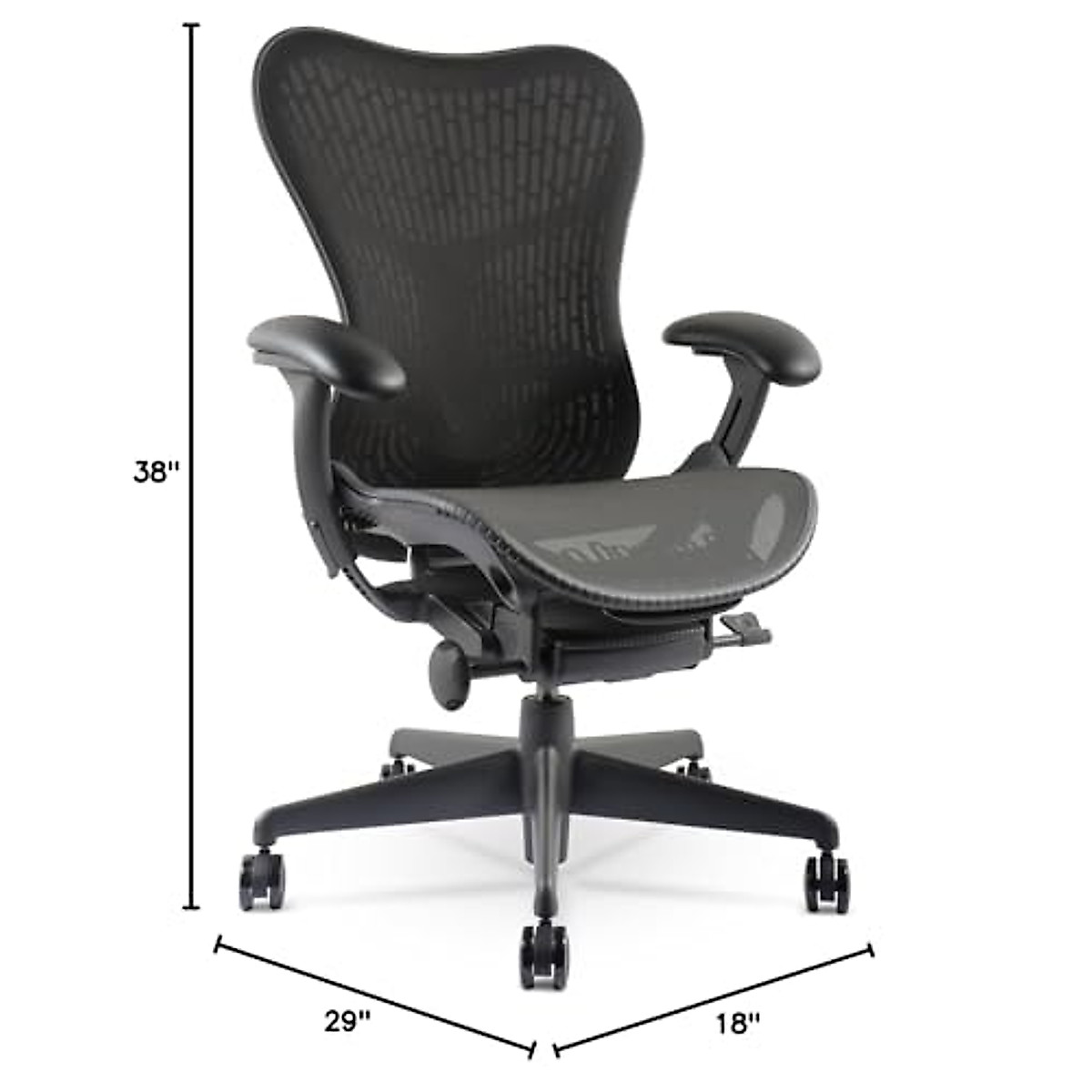 Herman Miller Mirra 2 Chair - Fully Adjustable Arm Seat Depth Tilt Tension Control Mesh Backrest Lumbar Support - Repackaged Home Office Desk Chair