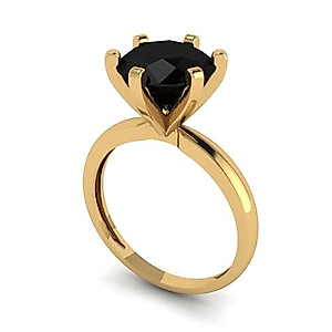 3 ct Round Cut Solitaire Natural Black Onyx Excellent Engagement Bridal Promise Anniversary Ring 18K Yellow Gold Size 5.75