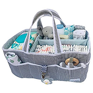 Lily Miles Baby Diaper Caddy - Large Organizer Tote Bag for Infant Boy or Girl - Baby Shower Basket - Nursery Must Haves - Registry Favorites - Collapsible Newborn Caddie Car Travel