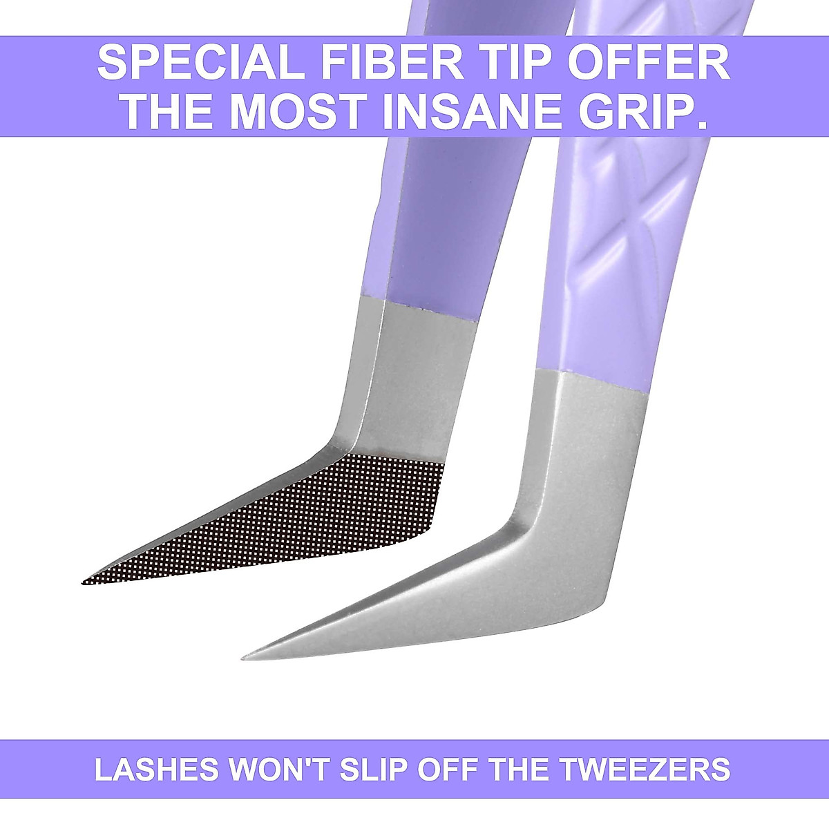 Fiber Tip Lash Tweezers For Eyelash Extension Tweezers Professional Artist Tech Work Kit Tools,Best Volume Eyelash Lashes Extensions Purple Tweezers Precision Supplies(Boot)