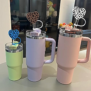 10mm Straw Cover for Stanley 40oz & 30oz Tumbler, Amreich Straw Covers Straw Topper Heart Design Silicon Straw Cap Straw Tips Lids Cute Straw Protector Straw Decorations