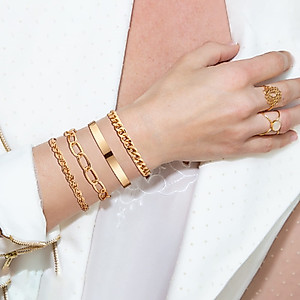 Tiamon 12 Pcs Gold Silver Jewelry Sets for Women Layered Set of Earring Necklace Bracelets for Teen Girl Men Jewelry Gifts(Gentle Style)