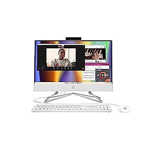 HP All-in-One PC Desk Computer, 21.5" Full HD Micro-Edge Display, AMD Ryzen 3 Processor, AMD Radeon Graphics, 8 GB SDRAM, 256 GB SSD, Windows11 Home OS, MU-MIMO, Bluetooth, and Wi-Fi (22-dd0032, 2022)
