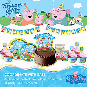 Treasures Gifted Officially Licensed Peppa Pig Cupcake Toppers and Wrappers 24ct - Peppa Pig Cupcake Wrappers and Toppers - Peppa Pig Dessert Toppers & Cupcake Kit - Peppa Pig Birthday Party Supplies