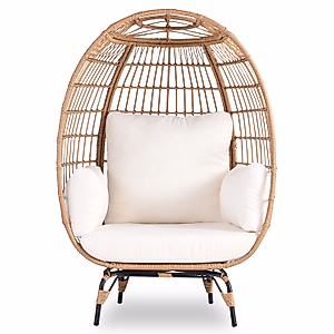 OTSUN Egg Chair Cover, Oversized Wicker Egg Basket Chair Cover, Waterproof Oxford, Lounge Cover with Zipper and Rope, Grey