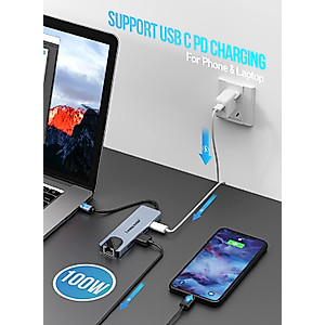 USB C Hub Adapter, Lemorele 5-in-1 USB C Dongel Multiport Adapter with 4K HDMI, 1000M Ethernet, 2 USB 2.0 Ports, 100W USB C PD Charging for MacBook M1 Air/Pro, iPad M1, Switch, XPS15, Windows