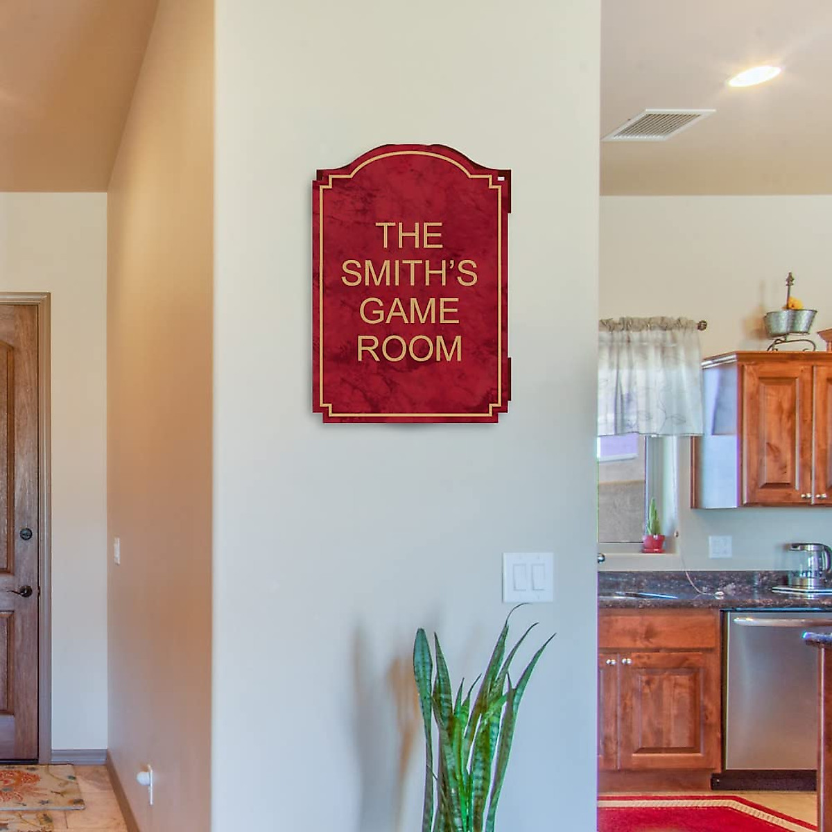 ComplianceSigns.com 10" x 7" Vertical Rounded Top Custom Sign with Adhesive Strips, Engraved Plastic with Acrylic Core, White on Black