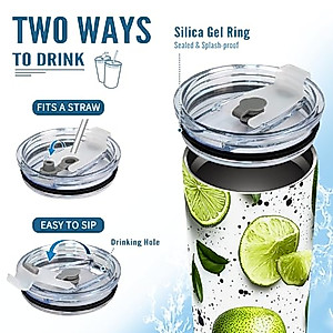 QWEUIOP 20oz Insulated Travel Coffee Mug Tropical Citrus Stainless Steel Tumbler with Lid Double Wall Vacuum Coffee Cup For Hot and Cold Drinks14325