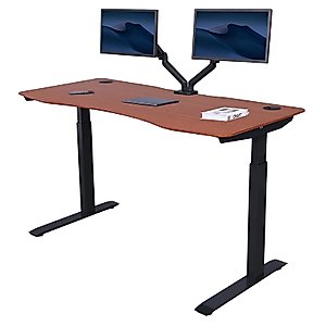ApexDesk Elite Pro Series 60" x 27" Electric Height Adjustable Stand up Desk, Sit Stand Home Office Desk, Computer Desk - Curved Bamboo