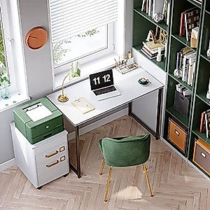 Coleshome 40 Inch Computer Desk, Modern Simple Style Desk for Home Office, Study Student Writing Desk, White Black