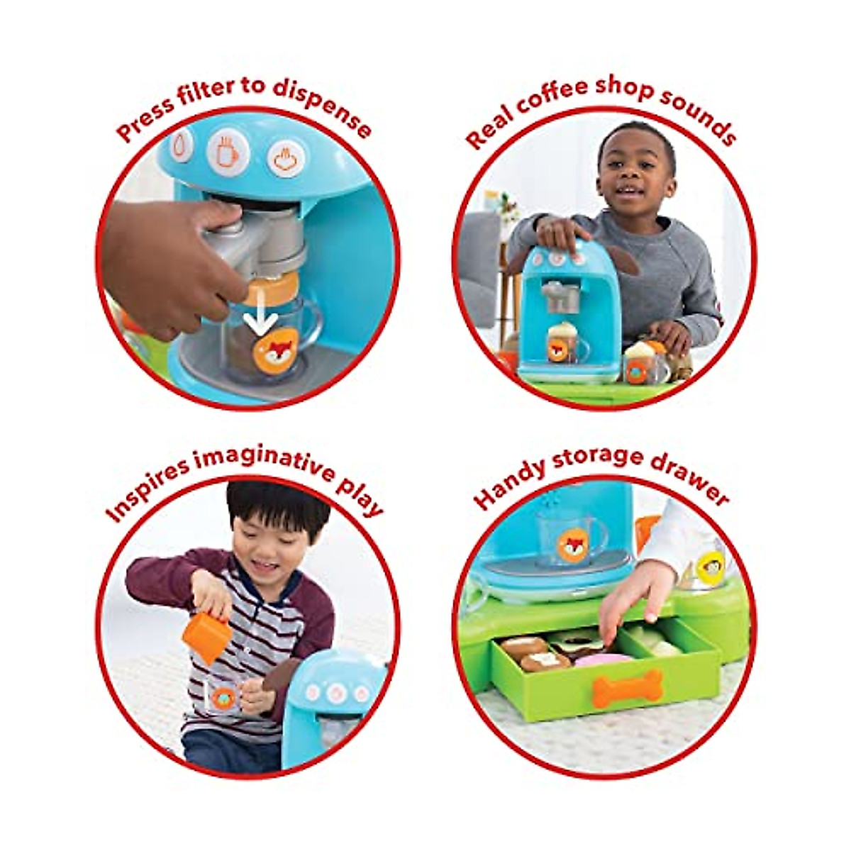 Skip Hop Kids Kitchen Play Set, Zoo Bark-ista Café with Lights & Sounds, 20pc Set