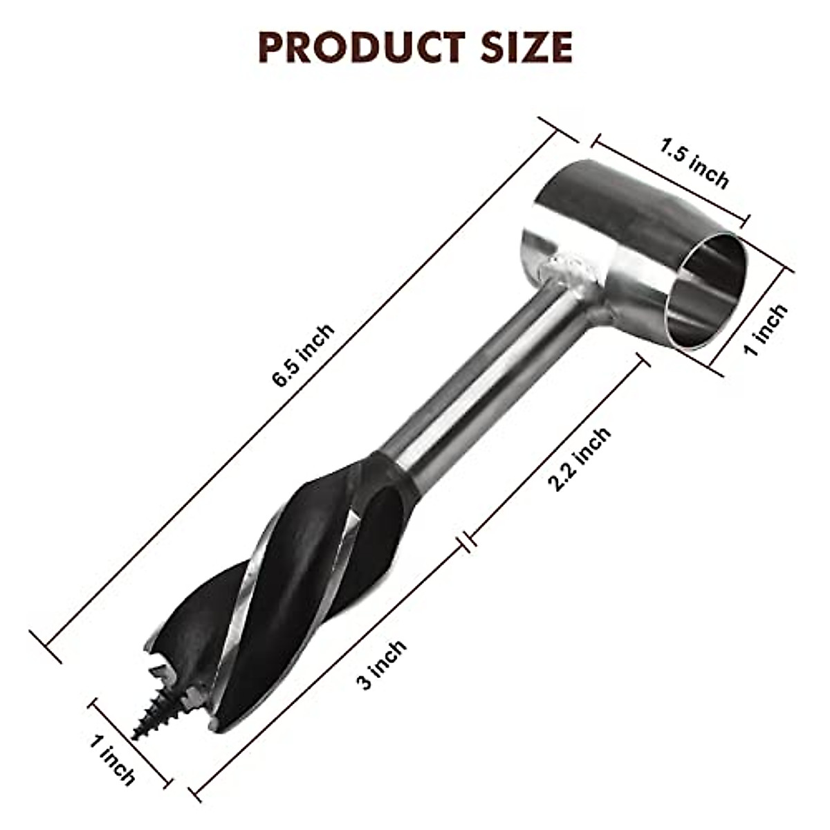 Rumansen Bushcraft Survival Settlers Wrench Tool Scotch Eye Wood Auger Drill Bit Bushcraft Gear Hand Auger Drill Wood for Bushcraft Survival Wilderness Travel Camping Outdoor Survival Shelter