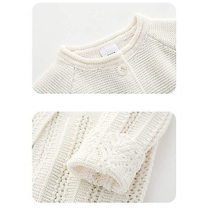 Feidoog Knitted Baby Girls Cardigan Sweater Toddler Knit Button up Cardigan Sweater Outwear,Off-White,2-3T