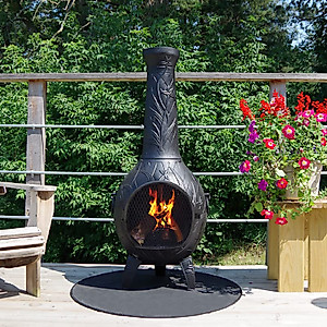 The Blue Rooster Flexible Fire Resistant Chiminea Pad 36" - Half Round CPSC Certified Firepit mat, Thick 6mm Pad Protects Deck, Patio, and Cushions Knees When Adding Wood to The Fire.