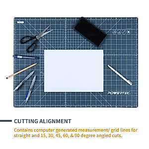 POWERTEC 61002 18” x 24” A2 Non-Slip Double Sided Rotary Cutting Mat with Grid, Table Protector for Crafting, Sizing, Tracing, Sewing, Quilting, Scrapbooking, Arts and Crafts Woodworking