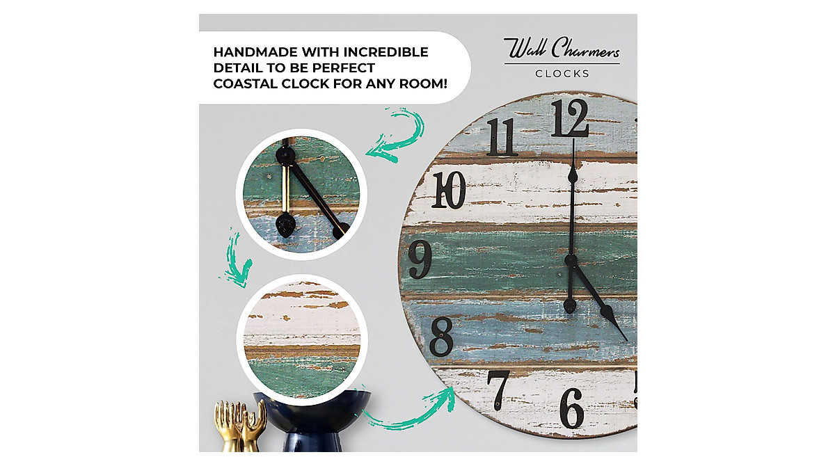 Rustic 18-Inch Beach Wall Clock | Handmade Wood Decor