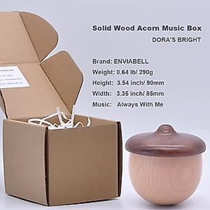 ENVIABELL Acorn Music Box - Handmade Walnut and Beech Wooden Music Box for Boys,for Birthday Mother's Day, Handmade Music Boxes for Women, Handmade Music Boxes Craft
