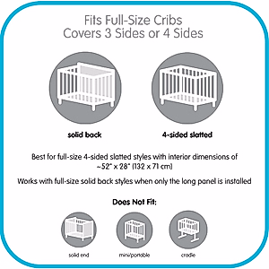 AirflowBaby Breathable Mesh Liner for Full-Size Cribs, 9" H (23cm) Essential 2mm Mesh, Gray (Size 4FS Covers 3 or 4 Sides)