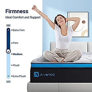 Avenco California King Hybrid Mattress, 12 Inch Cal King Mattress in a Box, Medium Firm Pocket Spring and Gel Memory Foam Mattress, Edge Support, CertiPUR-US Certified