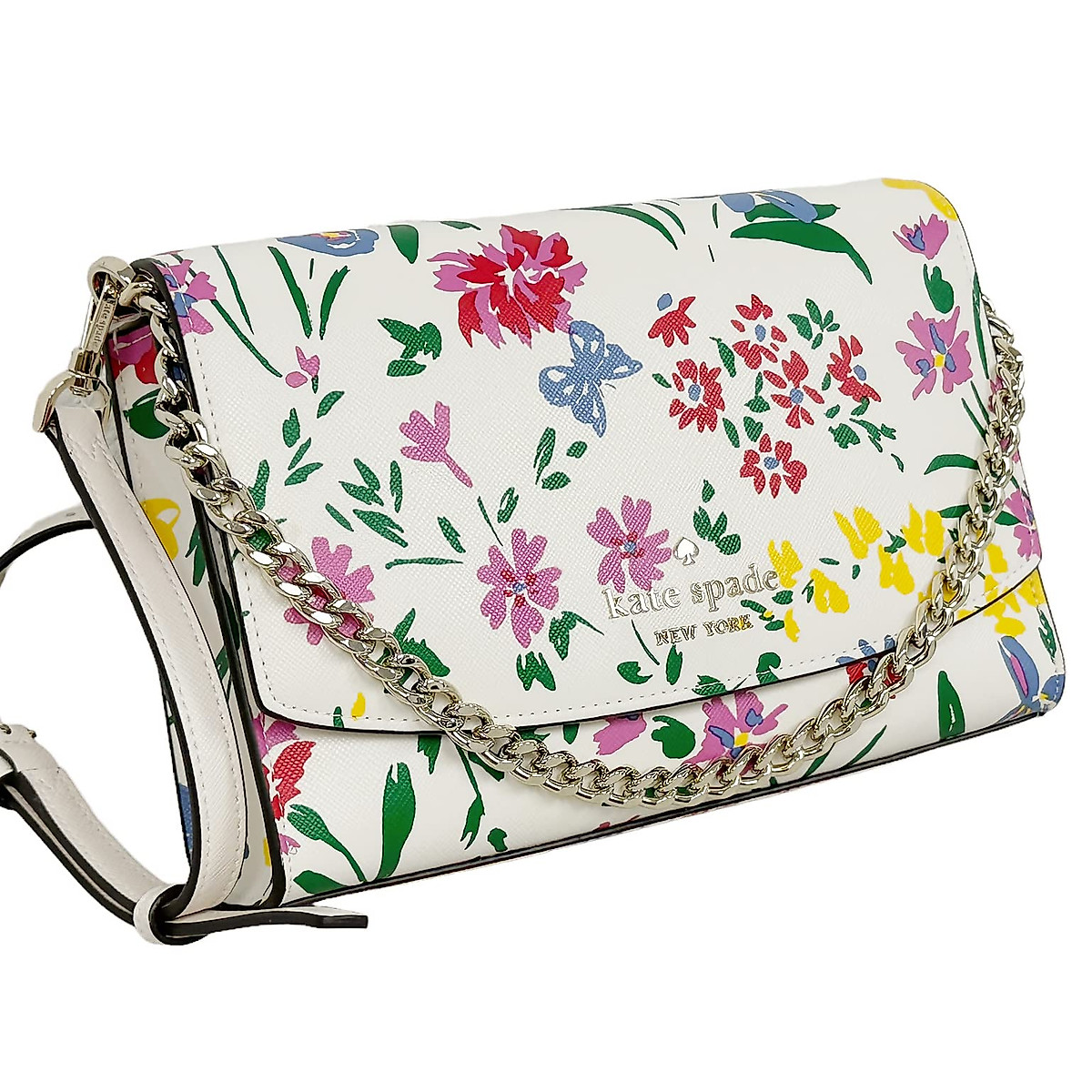 Kate Spade New York Carson Convertible Chain Crossbody Shoulder Bag Floral Garden Bouquet