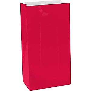 Unique Party Paper Bags, 10" x 5", Ruby Red