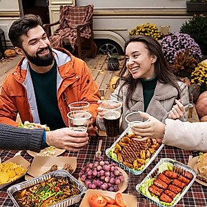 CIEOVO 36 Pack Thanksgiving Aluminum Food Containers with Lids, Watercolor Thanksgiving Leftover Containers Disposable Turkey Aluminum Containers for Fall Thanksgiving Party Supplies