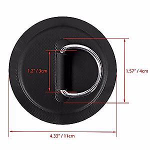 TOBWOLF 6 Pack 4.33" / 11cm Stainless Steel D-Ring Patch for Inflatable Boat Kayak Dinghy SUP, Circular D-Ring PVC Patch Stand-Up Paddleboard Canoe Rafting Accessories, NO Glue Included - Black