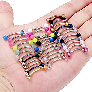 Yaalozei 14G Snake Eye Tongue Rings Piercing Jewelry Stainless Surgical Steel Tongue Nipple Ring Glow in Dark Long Frog Eye Tongue Ring Nipple Rings Curved Barbell Vch Piercing Jewelry Women Men 16mm