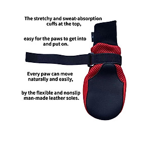 LONSUNEER Dog Boots Breathable and Protect Paws Soft Nonslip Soles Color Red Size X-Large - Inner Sole Width 3.15 Inch