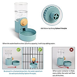 Rabbit Feeder Waterer for Cage Hanging Automatic Cat Dog Food Water Dispenser for Bunny Hamster Indoor Small Pets, Gravity Rabbit Food Bowl Water Bottle Set Ferret Cage Accessories for Cat Guinea Pig