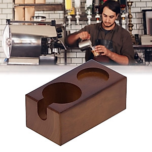 Byged Tamping Station Espresso Tamper Holder, Coffee Tamper Rack, Food Wooden Coffee Tamp Mat, 2 Slots Espresso Tamping Mat(Brown)
