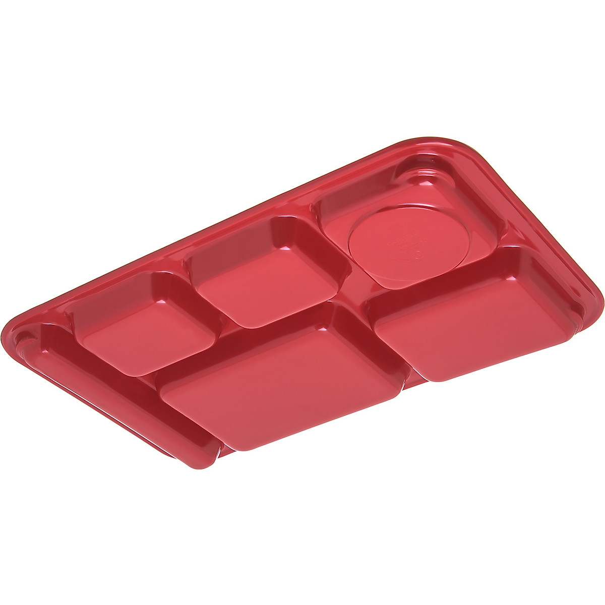 Carlisle FoodService Products 4398205 Right Hand 6-Compartment Cafeteria / Fast Food Tray, 15" x 9", Red (Pack of 12)